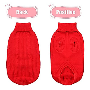 Winter Warm Pet Sweater, Soft Dog Clothes Coats Sweaters Classic Straw-Rope Sweaters for Medium Dogs Cat Gift Kitty Clothes Pet Sweater Apparel for Holiday New Year Valentine's Day(Red)