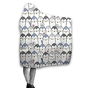Penguin Hooded Blanket Flannel Wearable Throw Blanket,Blanket Hoodie Warm Wearable Blanket Soft Fleece Throw Blankets Comfy Hoodie Blankets for Kids Adults