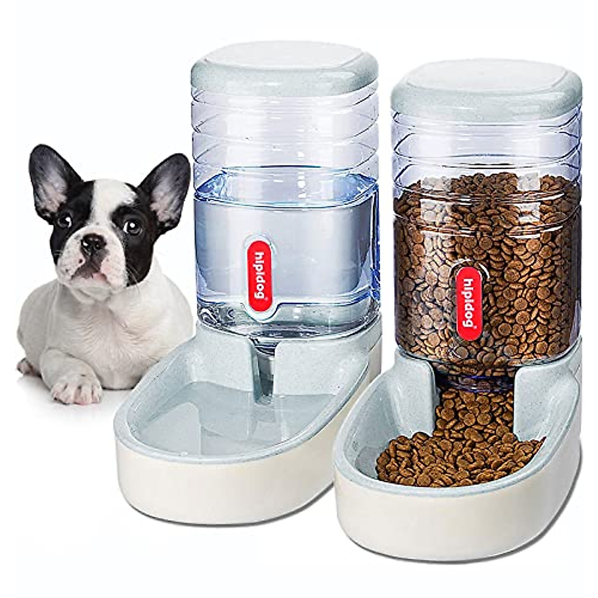XingCheng-Sport 2 in 1 Pets Feeder Automatic Cat Feeder and Water Dispenser for Small Medium Big Dogs Cats Big Capacity 3.8L (Light Gray)
