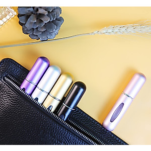 Portable Mini Refillable Perfume Atomizer Bottle Refillable Spray, pocket perfume dispenser,Scent Pump Case,Empty Perfume Bottles for Travel and Outgoing 5 sets of 5ml /0.2oz