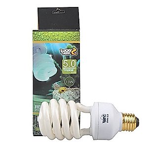 LUCKY HERP 5.0 UVB Fluorescent Tropical Terrarium Lamp,Compact Bulb,E26,13 Watts,26 Watt (13 Watt)