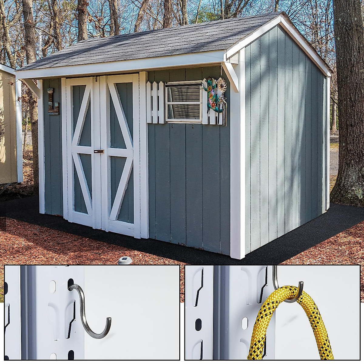 Blulu 10 Pcs 2'' Long Shed Hooks Shed Accessories for Hanging Heavy Duty Individual Utility Hooks Universal Wall Mounted J Utility Hangers for Tools Shovels Rakes Bikes Storage (Silver)