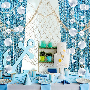 ZERODECO Party Decorations, Natural Fish Net with Fringe Curtain and Bubble Garlands for Nautical Decor Pirate Party Kids Birthday Under The Sea Party Mermaid Decor Room Wall Decor