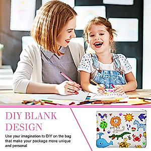 Eccliy 70 Pieces Sublimation Blank Canvas Makeup Bags Bulk Blank DIY Heat Transfer Cosmetic Makeup Bags Canvas Pen Case Pencil Bags Clear Sublimation Blank Pouch with Zipper(White,4.33 x 7.09 Inch)