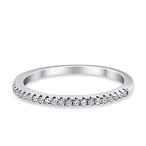 Blue Apple Co. Simulated Cubic Zirconia Size-7 Full Eternity Wedding Band Ring Round CZ 925 Sterling Silver