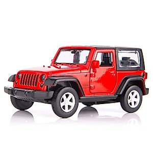 BDTCTK 1/42 Scale SUV Wrangler Car Model Toy Zinc Alloy Die-Cast Pull Back Vehicles Kid Toys for 4 5 6 Year Old Boy Girl Gift(Red)