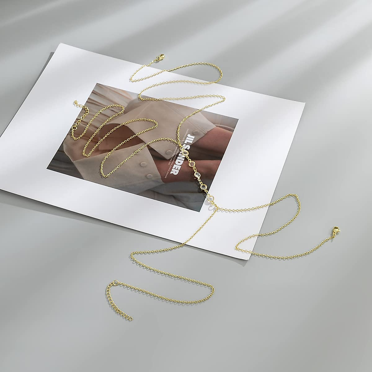 3 PCS Gold Belly Necklace Chain for The Waist Chic Rhinestone Body Chain Necklace for Women Sexy Simple Chest Bracket Chain Bra (A)