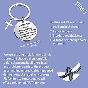 TIIMG Godfather Keychain Godfather Baptism Gifts Father’s Day Gift for Godfather Christening Gifts (Godfather noun)