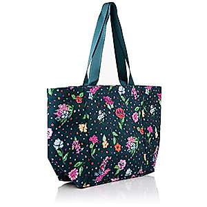 Vera Bradley Women's Recycled Lighten Up Reactive Drawstring Family Tote Bag, Hope Blooms Teal, One Size