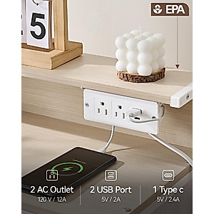 SANGMUCEN 47.2" W White Dresser for Bedroom with Charging Station and LED Lights, 6 Drawers Dresser with PU Finish, Wide Fabric Dressers for Closet, Bedroom, Hallway Entryway, Wood