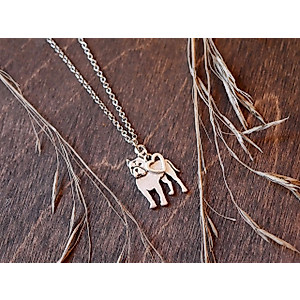 Pitbull Charm Necklace, Pitty Dog Lover Gift, Silver Metal with Heart Pendant on a Chain, Ladies I Love Pit Bull Short Hair