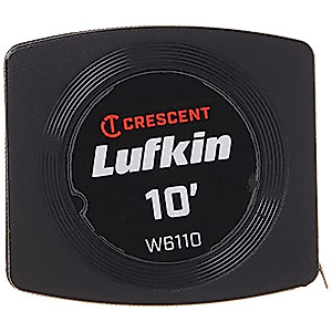 Crescent Lufkin 1/4" x 10' Pee Wee Yellow Clad Pocket Tape Measure - W6110 , Black