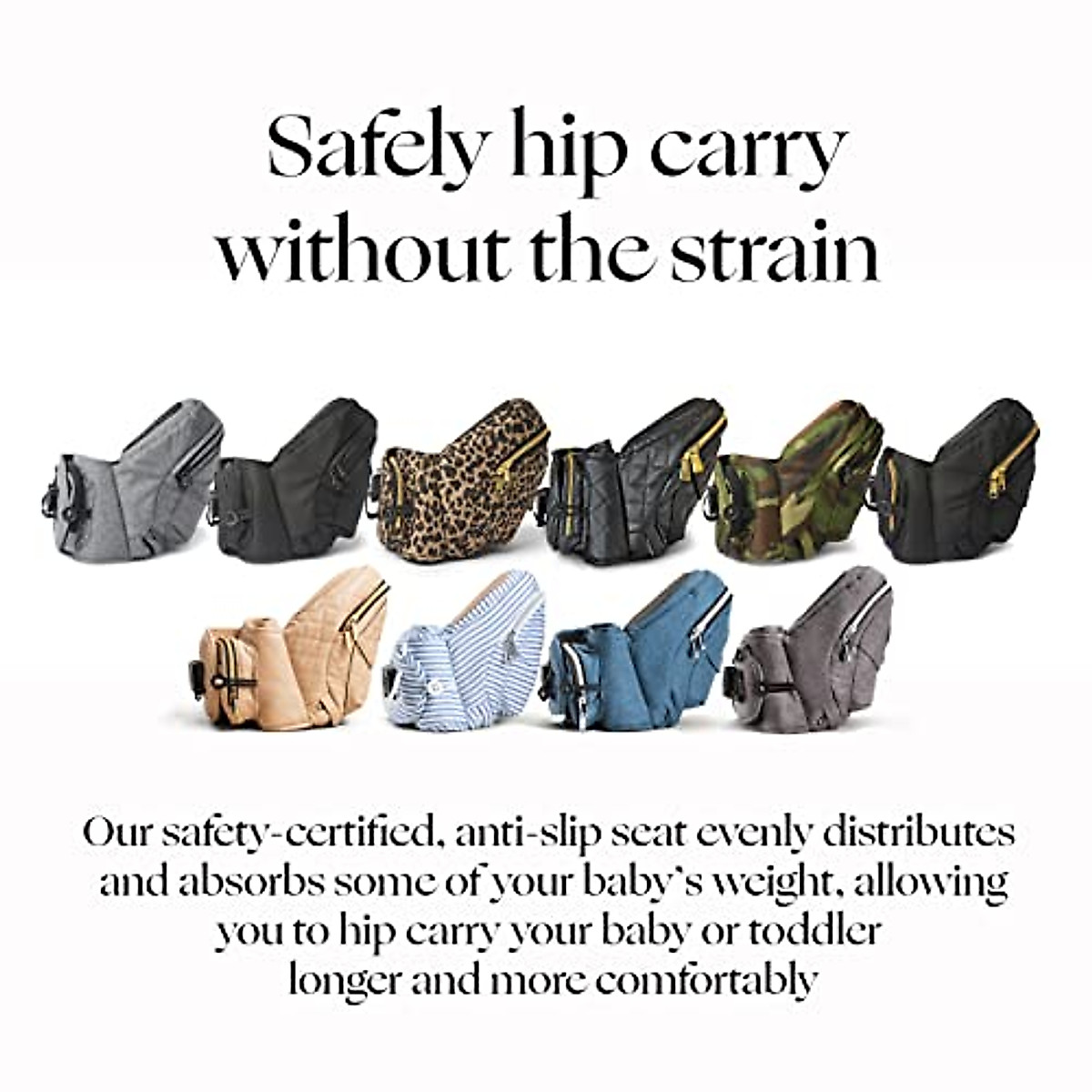 TushBaby - Safety-Certified Hip Seat Baby Carrier - Mom’s Choice Award Winner, Seen on Shark Tank, Ergonomic Carrier & Extenders for Newborns & Toddlers (Carrier, Grey)