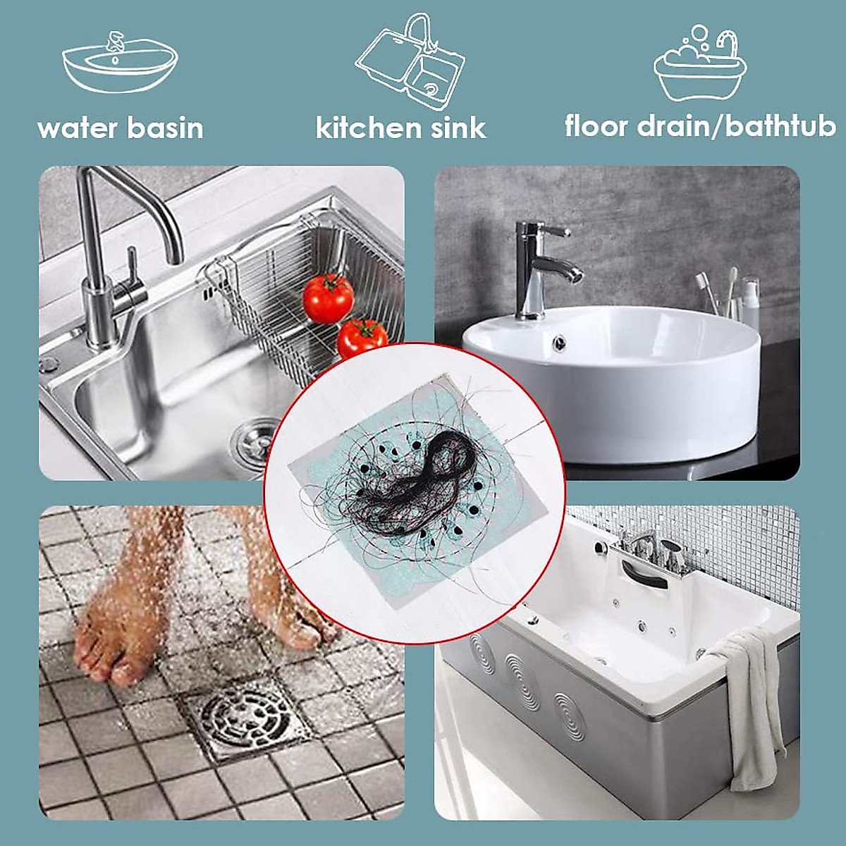 20PCS Drain Hair Catcher, Disposable Hair Stopper for Bathtub Drain Clear The Clog with Ease Shower Drain Hair Catcher Sticker Mesh Hair Drain Cover