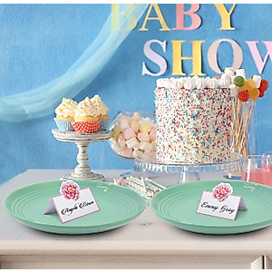 Gift Boutique 100 Pink Peony Floral Place Cards Flower Wedding Seating Name Card Folded Tent Cards for Baby Shower Weddings Tables 2 x 3.5 Inches