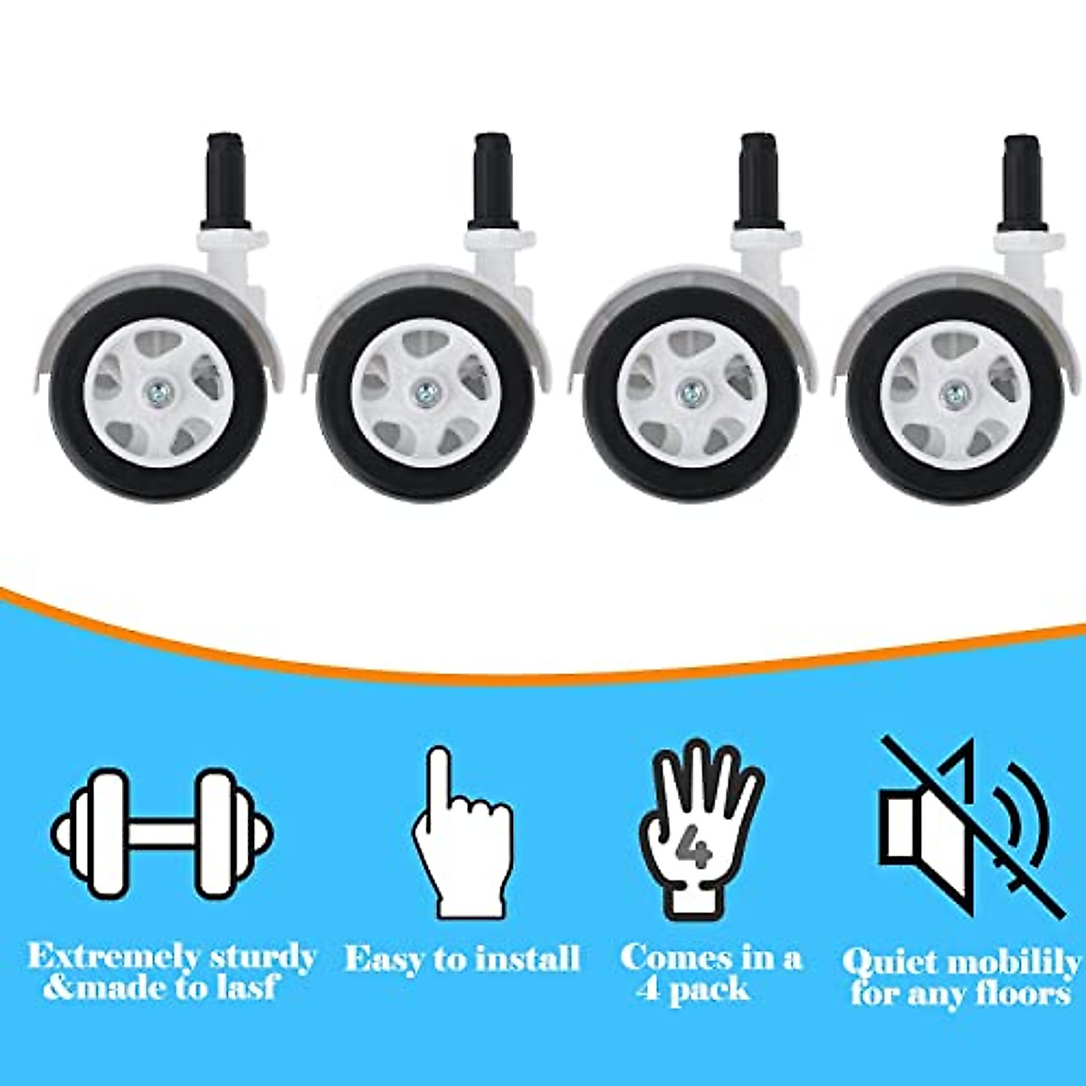 BAYWYI Baby Walker Wheels Replacement, Set of 4, Baby Walker Accessories, Plastic Rubber Wheels Casters, Universal Wheels (A-Black)