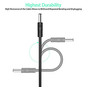 2-Pack 13FT DC Power Extension Cable 5.5mm x 2.1mm 12V DC Extension Cord Security Camera Wire Male to Female for CCTV Indoor Camera,Standalone LED Strip,DC Power Supply Adapter Extender Cable