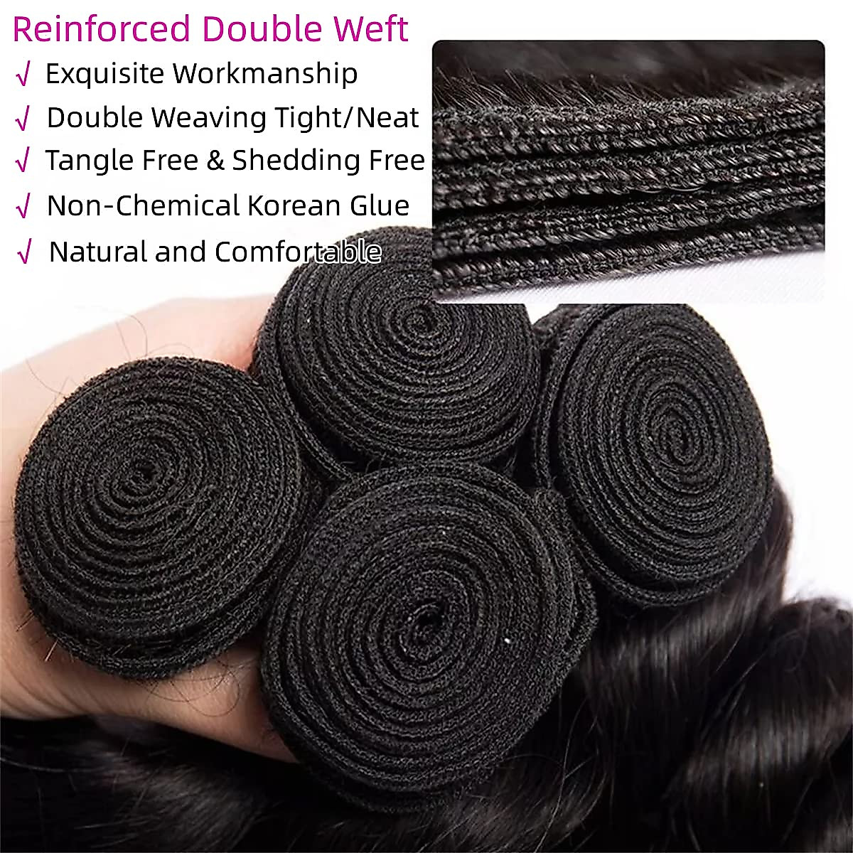10A Body Wave Bundles Human Hair 18 20 22 Inch Brazilian Virgin 100% Unprocessed Weave Bundles Human Hair 3 Bundles Deals Natural Black Color