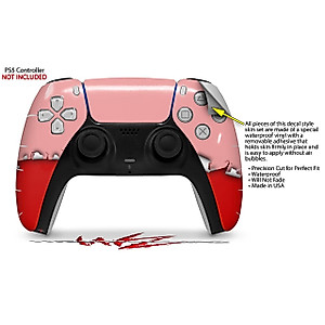 WraptorSkinz Skin Wrap compatible with Sony PS5 DualSense Controller Ripped Colors Pink Red (CONTROLLER NOT INCLUDED)