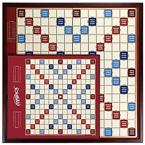 WS Game Company Scrabble Giant Deluxe Edition with Rotating Wooden Board