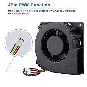 GDSTIME 120mm PWM 4 Pin 12V Dual Ball Bearing DC Brushless Blower Cooling Fan (4.72x4.72x1.26 inch), for Car Seat Amplifier Inflatables Inverter Ventilation