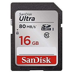 SanDisk Ultra 16GB Class 10 SDHC UHS-I Memory Card up to 80MB/s (SDSDUNC-016G-GN6IN)