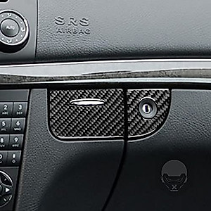 UOADA Car Front Passenger Seat Storage Box Keyhole Soft Glossy Carbon Fiber Stickers Compatible with Benz E-Class W211 2003 2004 2005 2006 2007 2008 2009 Premium Custom Accessories 2pcs (Black)
