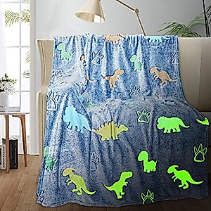 Dinosaur Blanket for Boys , Glow in The Dark Blanket for Kids, Kids Blanket for Boys