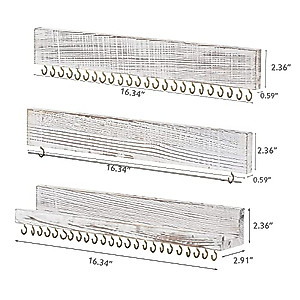 Hanging Jewelry Rack Set of 3, Wall-mounted Wooden Jewelry Storage Rack Shelf, Earrings, Necklaces, Bracelets Organizer Shelves Holder