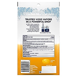 Vicks VapoCOOL Severe, Medicated Drops, Menthol Soothes Sore Throat Pain Caused by Cough, Honey Lemon Chill Flavor, 225 Drops (5 Packs of 45)