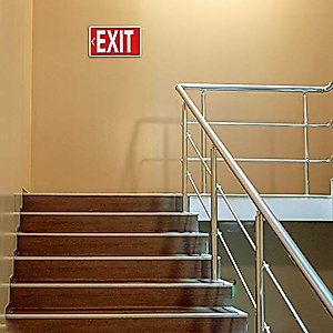 EXIT Signs Glow In The Dark EXIT Decals 3 Pack 12"x7" EXIT Photoluminescent Signs Stickers, Glows For Up To 8 Hours