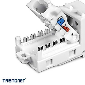 TRENDnet Cat6 RJ45 Keystone Jack 50-Pack Bundle, TC-K50C6, Compatible with Cat5/Cat5e/Cat6 Cabling, Use with The TC-KP24 or TC-KP48 Blank Keystone Patch Panels(Sold Separately) White