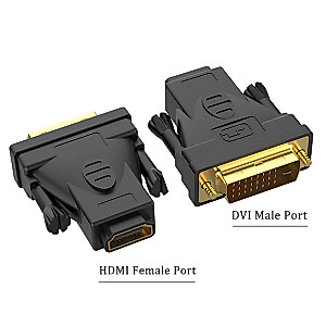UVOOI DVI to HDMI Adapter 2-Pack, Bi-Directional HDMI to DVI (DVI-D 24+1) Adapter Conveter DVI Male to HDMI Female 1080P for PS5/PS4/PS3, HDTV, Projector, Computer