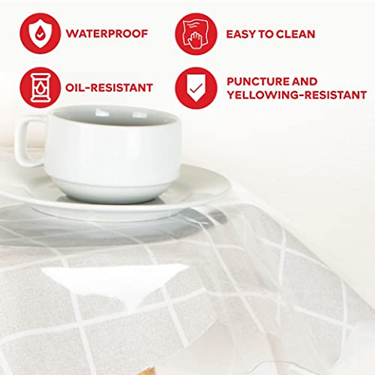 XFasten Heavy-Duty Clear Vinyl Round Table Cloth Cover Protector, 0.3 mm Thick, 70-Inch Transparent Round Plastic Table Cover Protector Pad