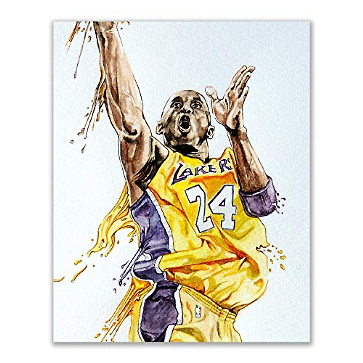 Kobe Bryant Watercolor Wall Art Decor Prints - Set Of 4 (8x10) Inch Poster Photos