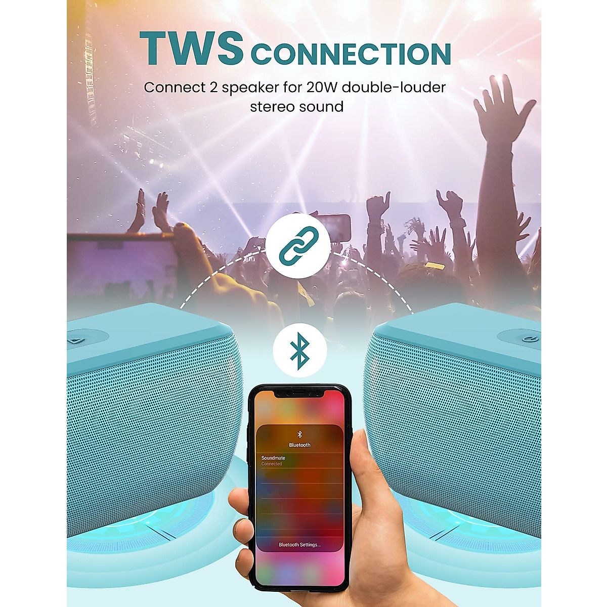 LENRUE Bluetooth Speaker,Wireless Portable Speakers with TWS, 16H Playtime,Loud Clear Sound for Home,Travel and Outdoor,Handfree Calls Compatible with for iPhone (Powder Blue)