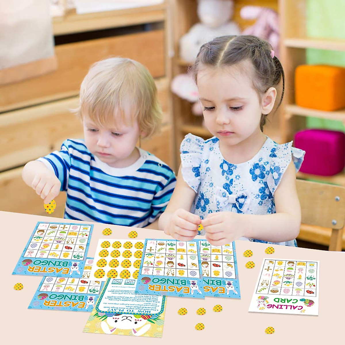 XJF Easter Bingo Game for Kids,24 Players for Kids Party Supplies,School Classroom Activities