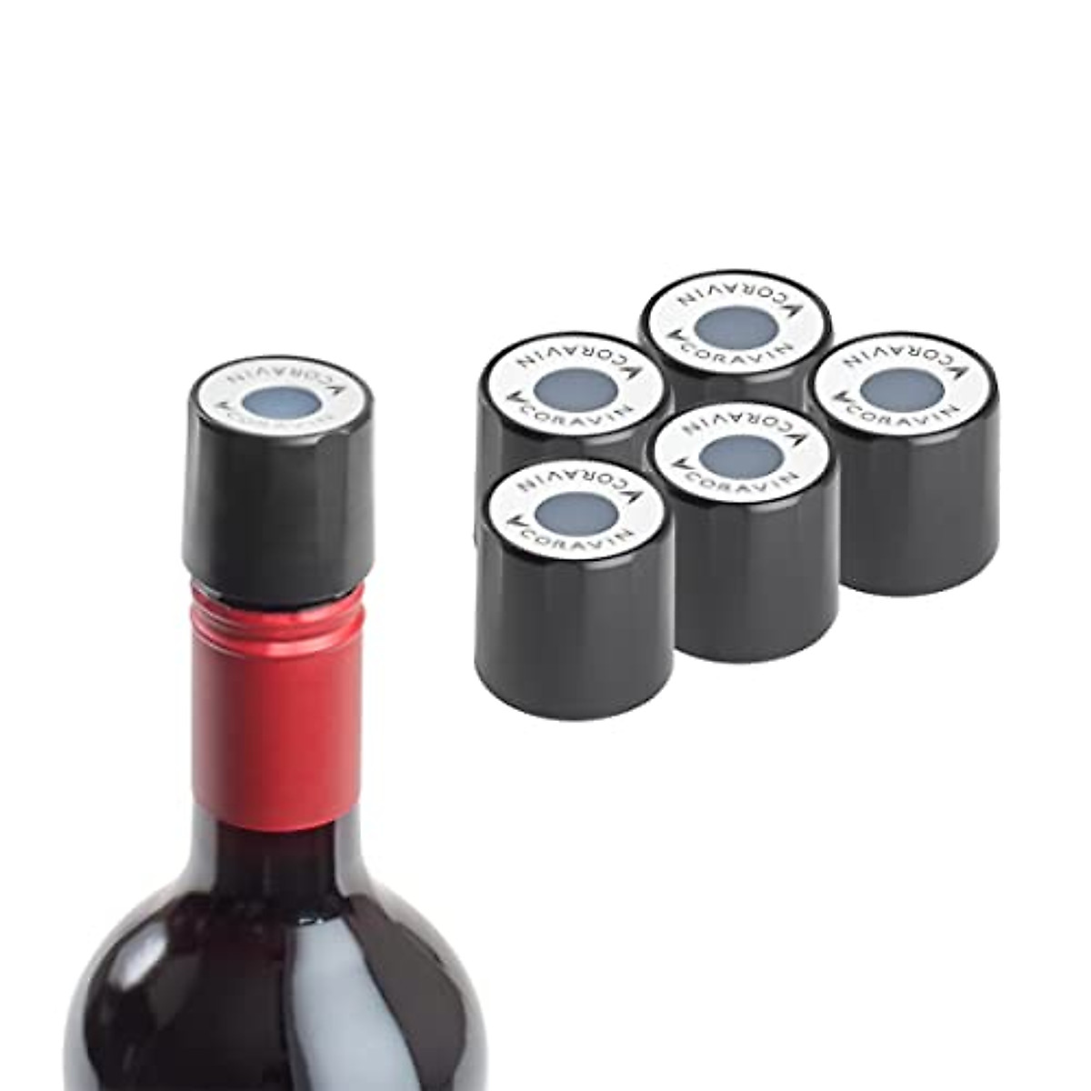 Coravin Screw Caps - Pack of 6 - Preserve Wine for Years - Accessory for Coravin Timeless Wine Preservation System - Screw Cap for By-the-Glass Wine Saver