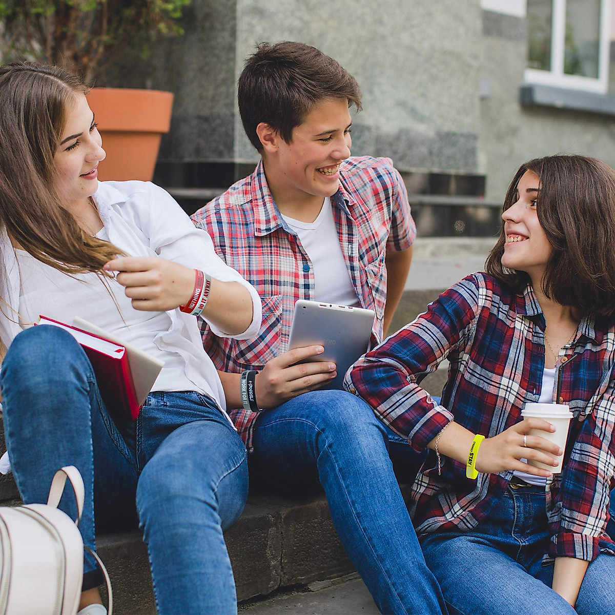 RUANJAI -Upgraded- 12-Pack Motivational Wristbands for Men, Women & Teens, 12x8” Silicone Rubber Bracelets with Inspirational Quotes, Unisex Adult Wristbands, 5 Unique Designs, 12 Pack