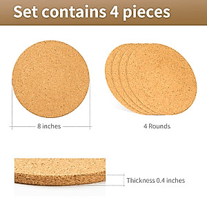 Cork Trivet, High Density Thick Cork Coaster Set for Hot Dishes and Hot Pots, 4 Pack 8 Inch Heat Resistant Multifunctional Cork Board, Hot Pads for Table and Countertop