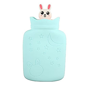 Silicone Hot Water Bottle, Beautiful Microwave Heating, Explosionproof, High Temperature Resistant, Hot Compress Hot Water Bottle (Blue)