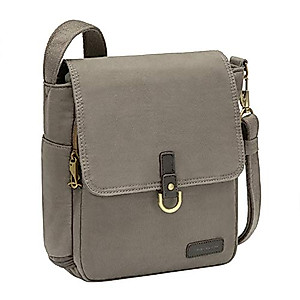 Travelon Anti-Theft Courier Tour Bag, Stone Gray, 11.5 x 11 x 3