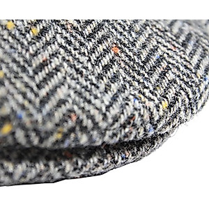 Mucros Weavers Men’s Irish Flat Cap Wool Grey Herringbone Made in Ireland XL