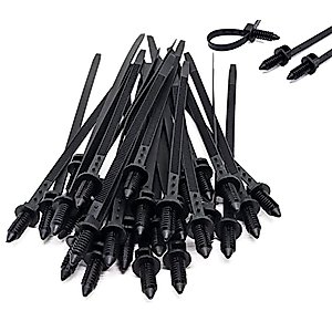 SWZHAI 50 PCS Push Mount Zip Ties, 6.89 Inch Nylon Car Mount Wire Ties Snap in Cable Zip Ties, Black Automotive Zip Ties Fastener Wire Harness Clips for Wire Tying (6.89" L x 0.22"W)