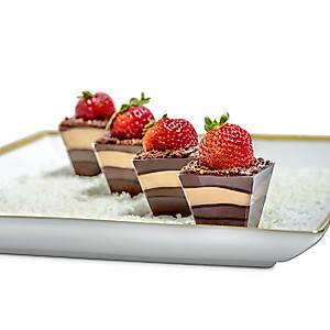 ImpiriLux 2 oz x 100 ct Dessert Cups with Spoons | Square Mini Plastic Dessert Cups + 100 Spoons | Chic Presentation of Desserts, Appetizers, Catering and Much More