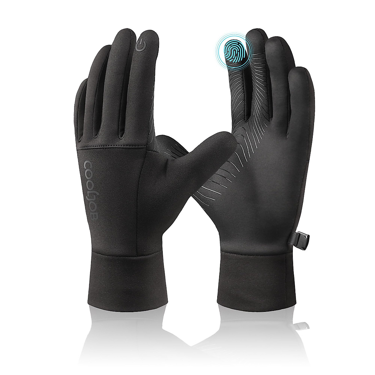 COOLJOB Touchscreen Winter Gloves for Men Women, Snow Gloves for Outdoor Sports, Warm Thermal Cold Weather Gloves for Cycling Running Dog Walking, 1 Pair Large