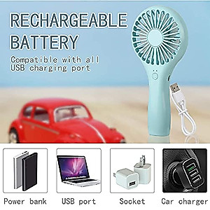 TriPole Battery Operated Portable Fan Mini Handheld Fan & Clip On Stroller Fan Bundle Strong Wind Rechargeable Fan Speed Adjustable Personal Fan for Home Travel