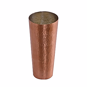 De Kulture Handmade Pure Solid Copper Large Glass Cup Tumbler Drinkware for Milk Water Medicinal Liquid Ice Coffee Ice Tea Cocktail Beer Sake Whiskey Vodka Rum Tequila, 3x 7 (DH) Inches, 600 ml