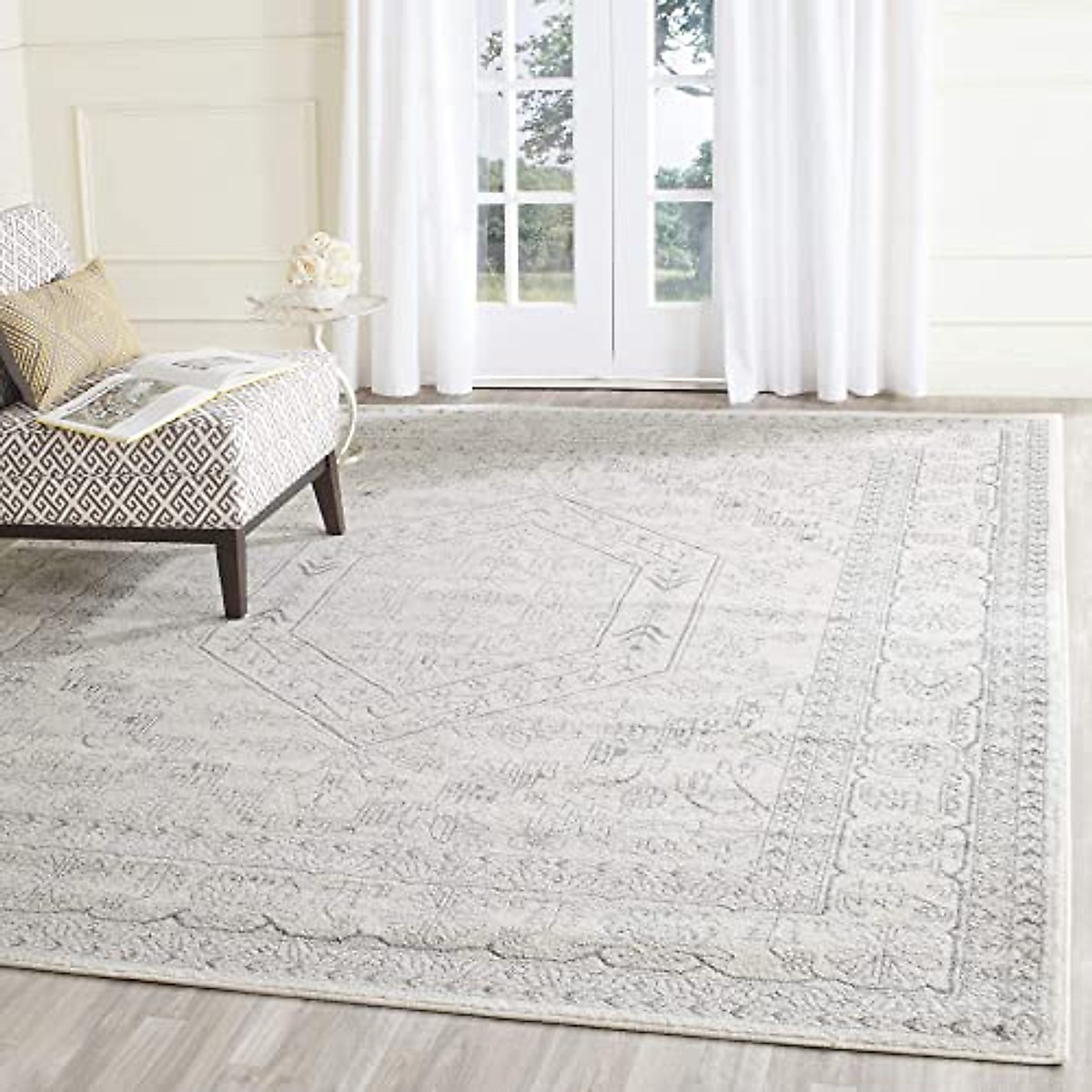 SAFAVIEH Adirondack Collection 8' x 10' Ivory / Silver ADR108B Oriental Medallion Non-Shedding Living Room Bedroom Dining Home Office Area Rug