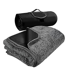 Tirrinia Outdoors Waterproof Throw Blanket, 51”x 59” Sherpa Fleece Stadium Windproof Mat for Boat, Traveling, Camping, Hiking, Football - Machine Washable